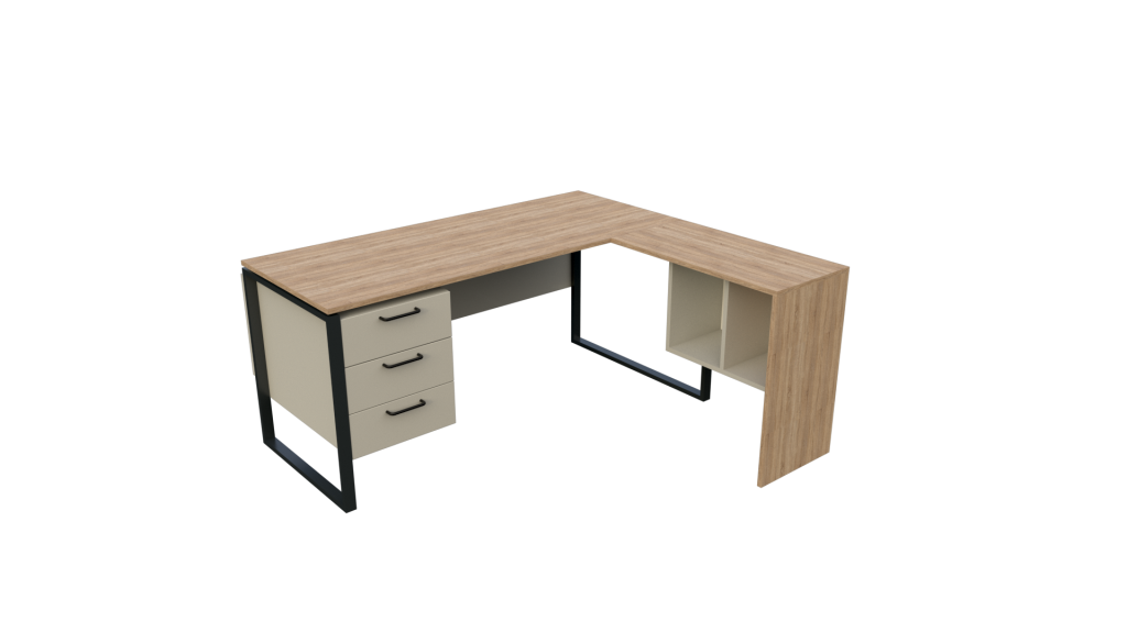 Kampinis stalas su lentyna - Eigida.lt - Baldai švietimo įstaigoms